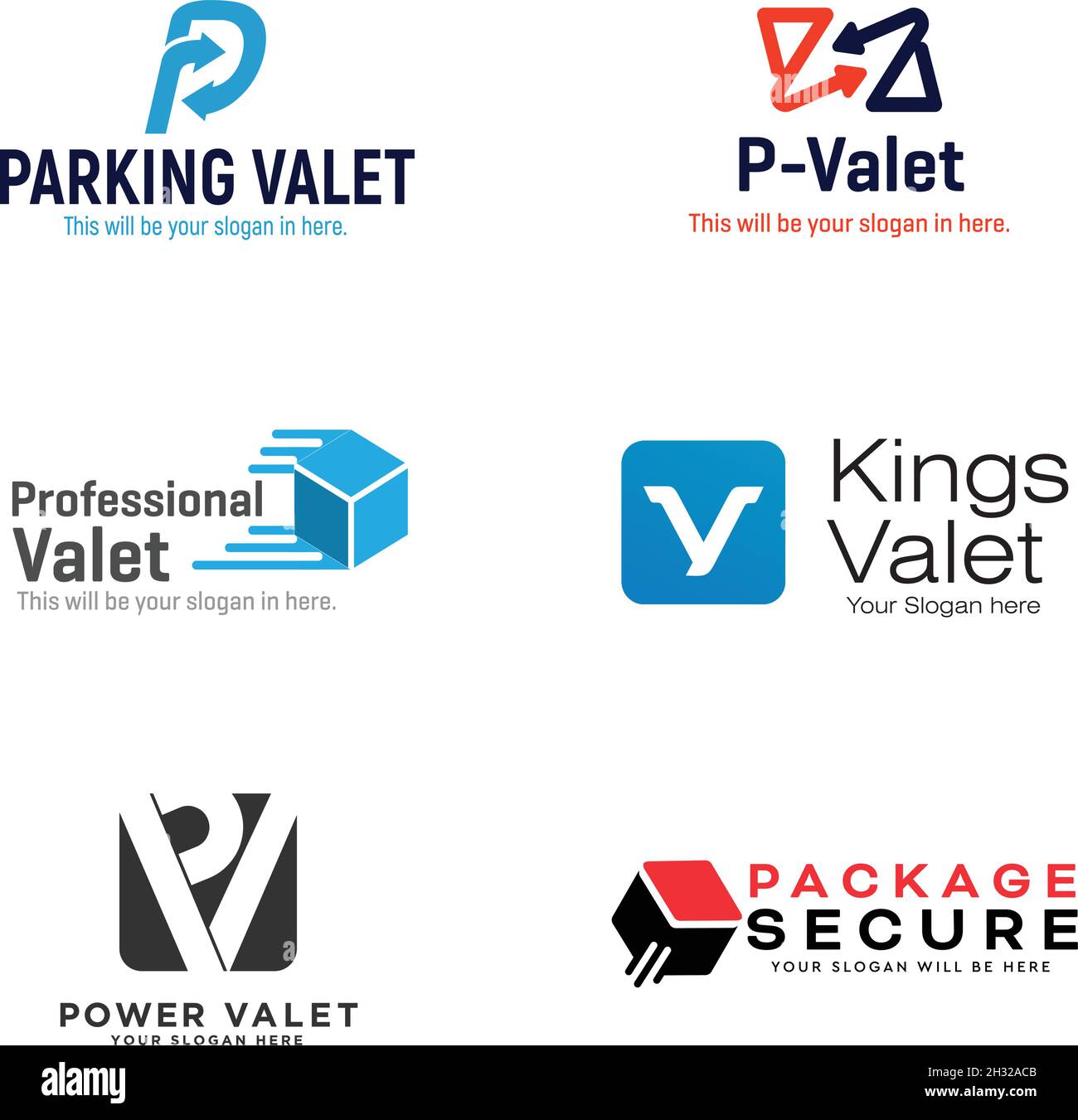 Set of letter initial P arrow fast parking service logo design Stock ...