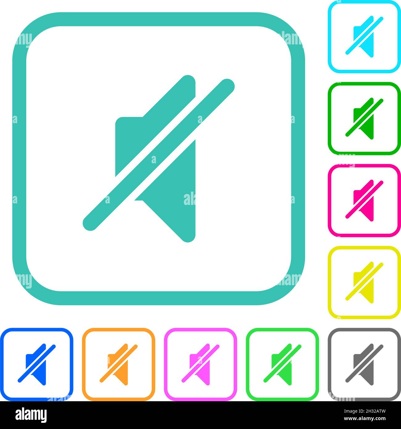 Mute solid vivid colored flat icons in curved borders on white ...