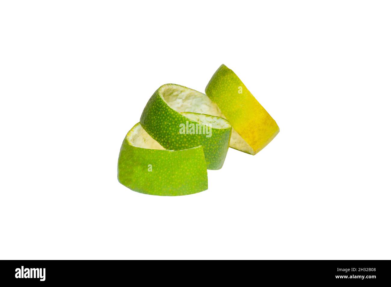 Single green peel cut closeup isolated on white background Stock Photo ... Single green peel cut closeup isolated on white background Stock Photo ...