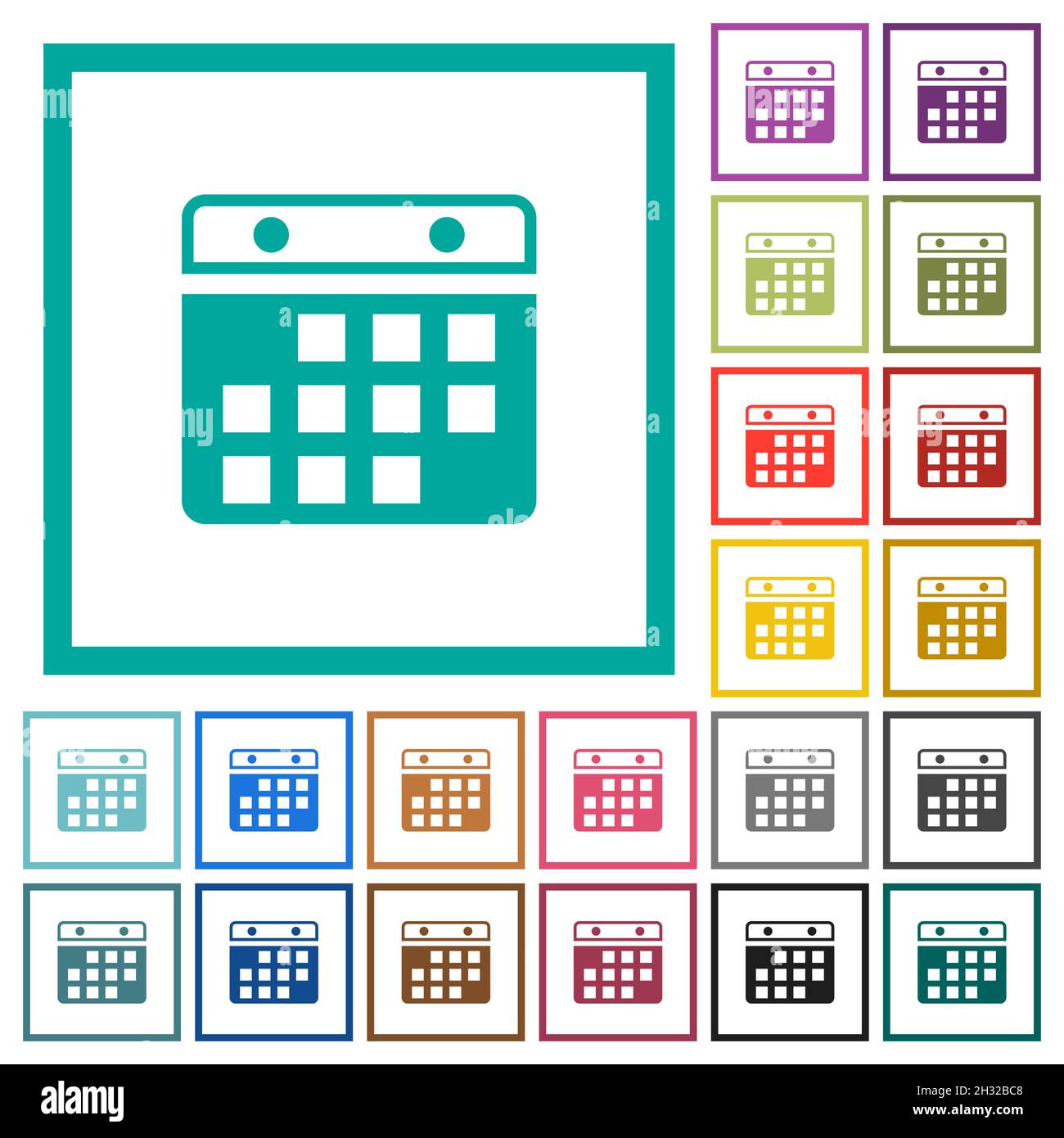 Hanging calendar alternate version flat color icons with quadrant ...