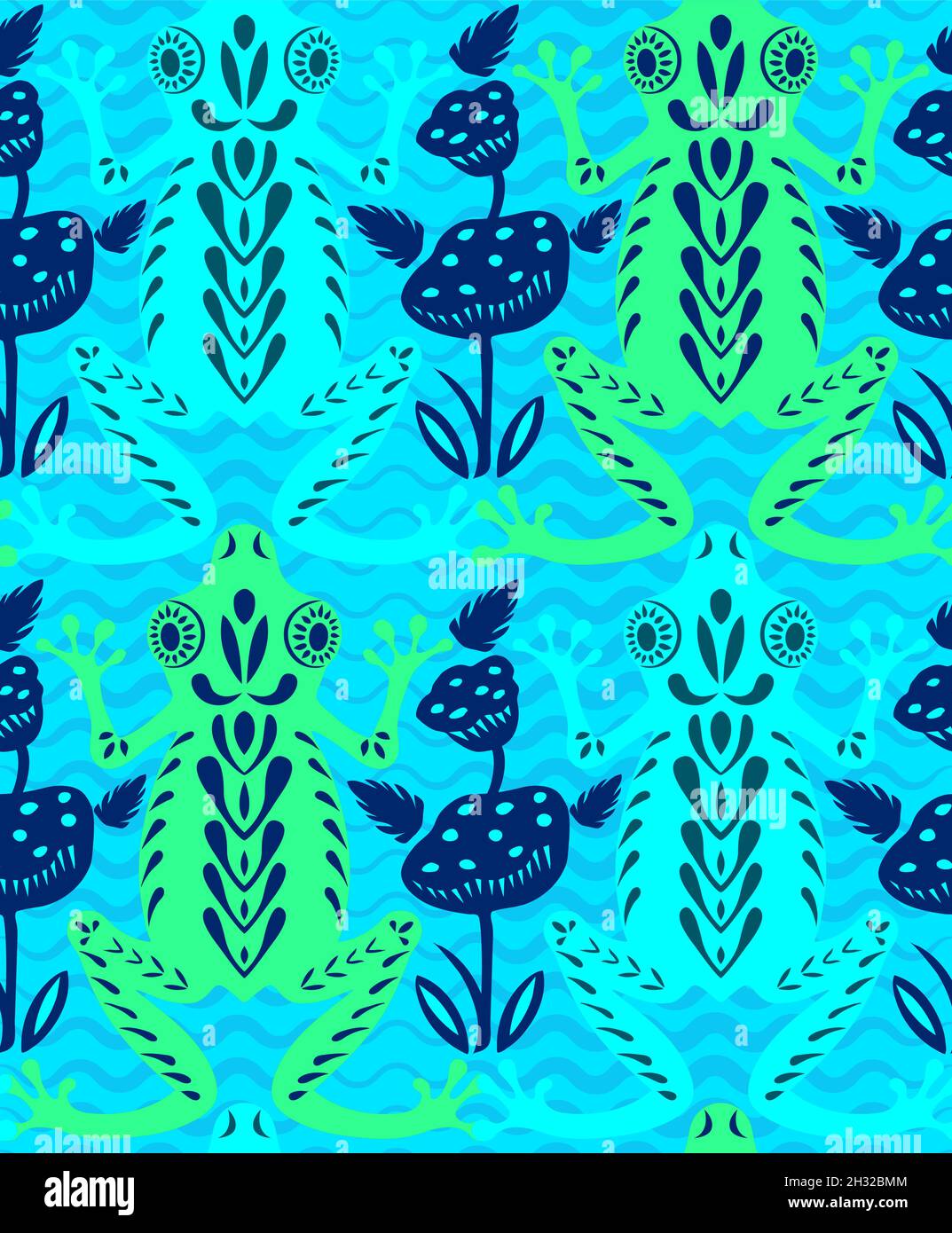 Frogs and water lilies Stock Vector Images - Alamy