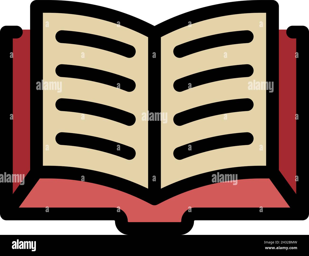 Open thick book icon. Outline open thick book vector icon color flat ...