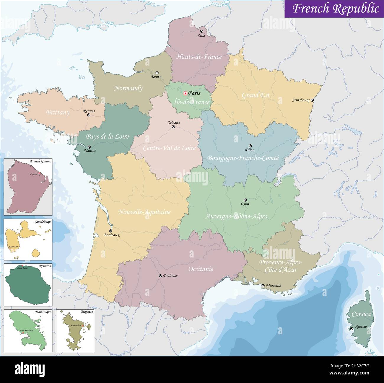 France county map hi-res stock photography and images - Alamy