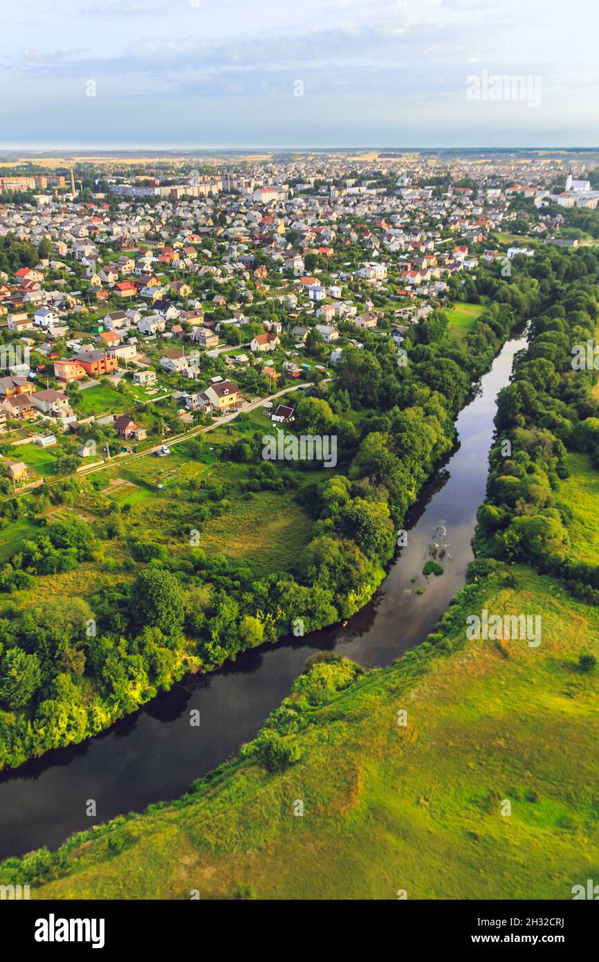 Aerial shot of a river in the Klaipeda region, Lithuania Stock Photo ...