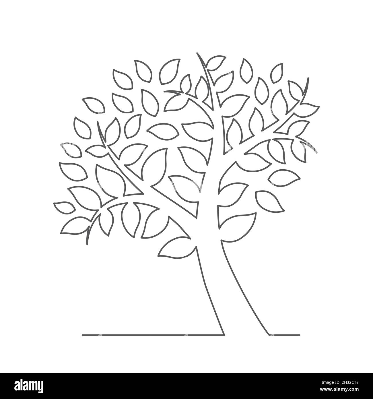 Tree. One line drawing. Vector tree in line style Stock Vector Image ...