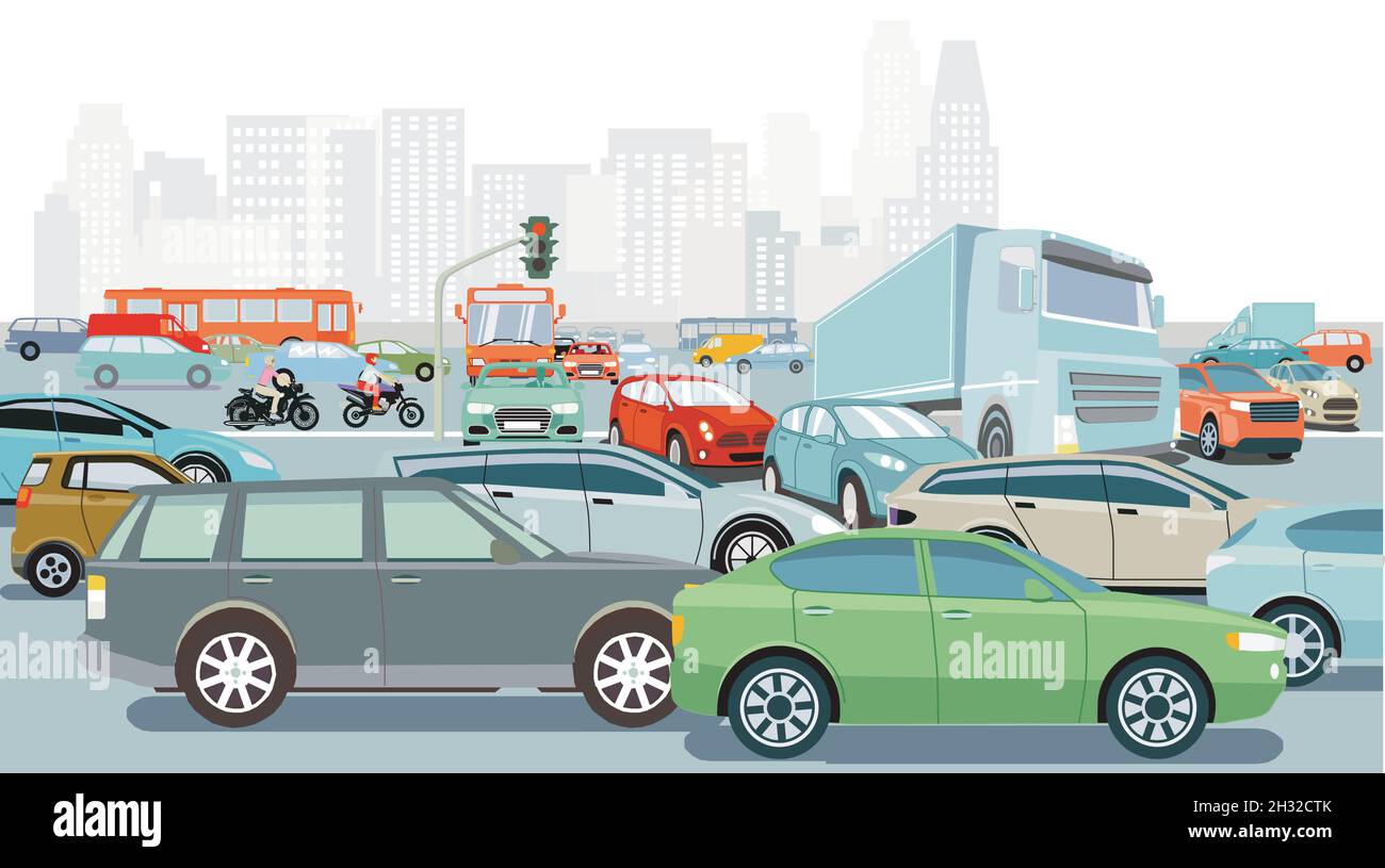 Cars traffic jam rush Stock Vector Images - Alamy