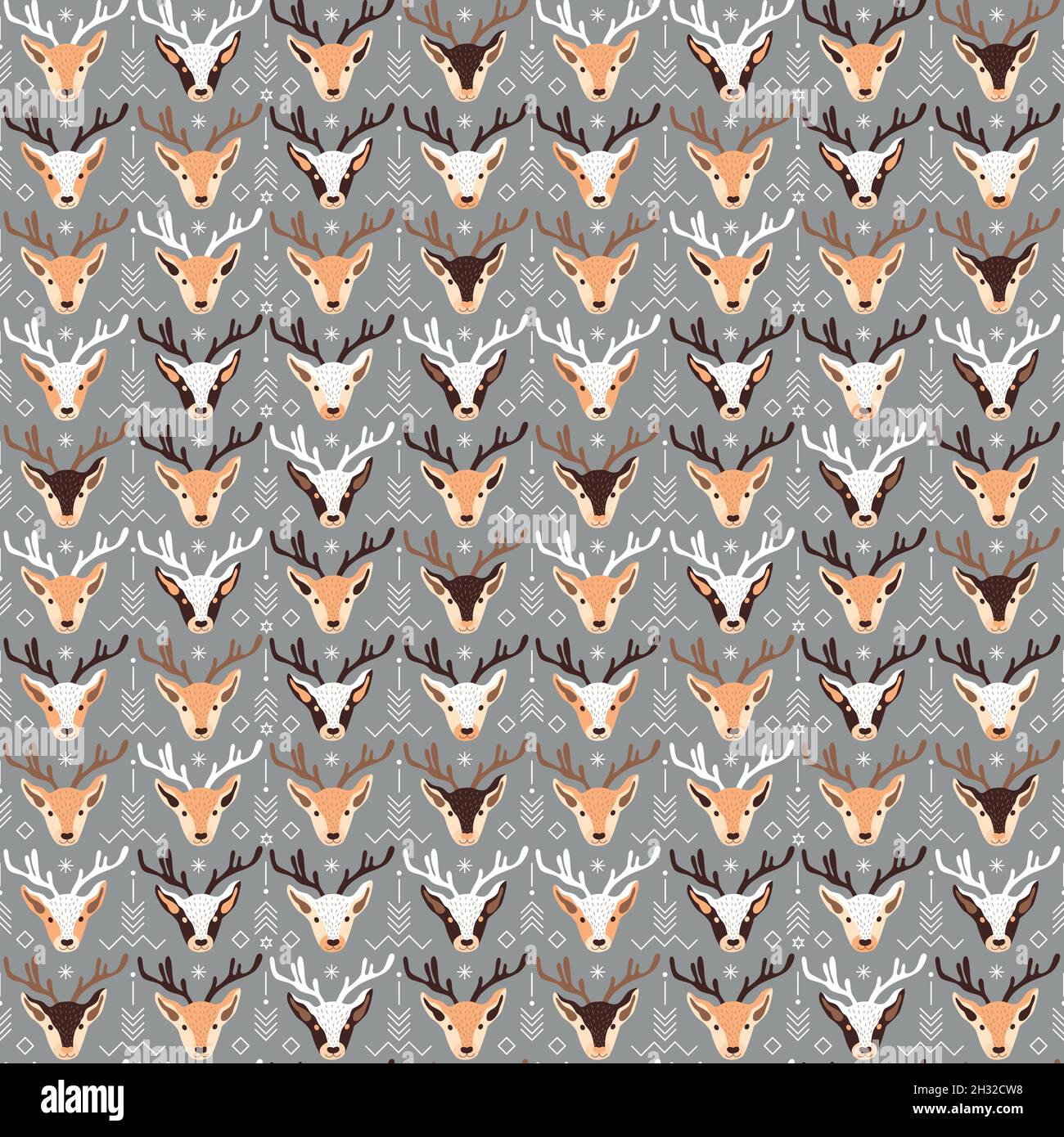 Seamless Christmas pattern design with deer. Vector illustration Stock ...