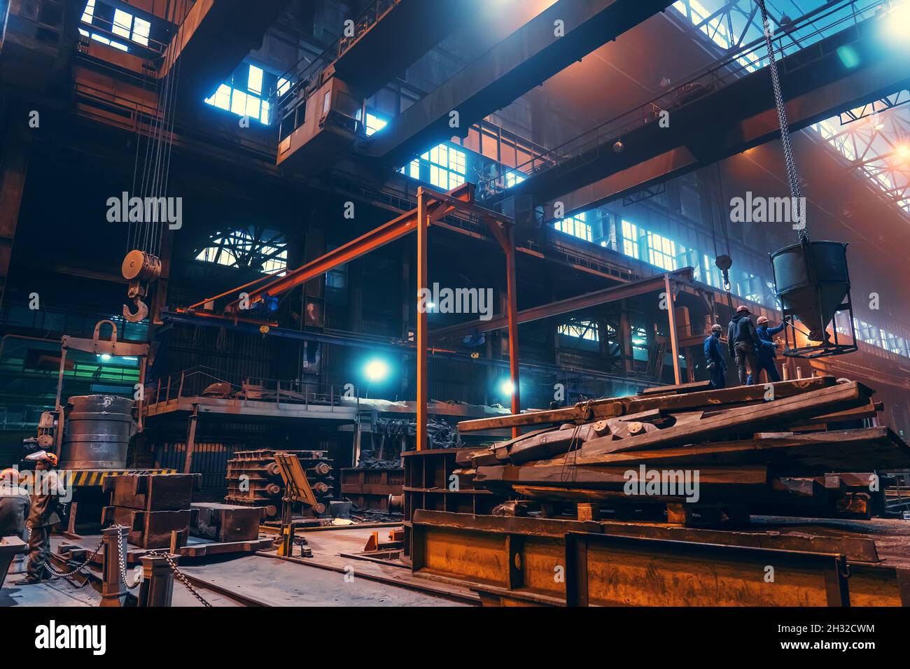 Steel Factory, Metallurgical plant. Large Workshop Interior, Heavy ...