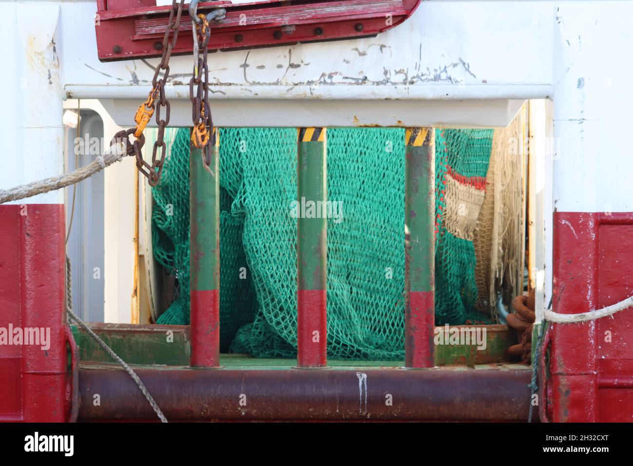 Nets on fishing boat Stock Photo - Alamy