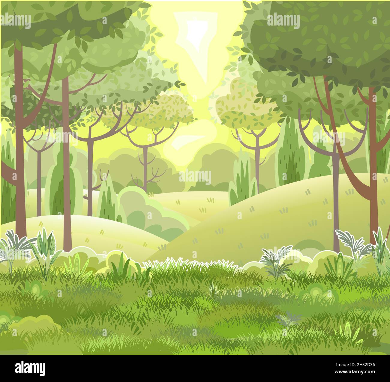Lush green hills wild grass Stock Vector Images - Alamy