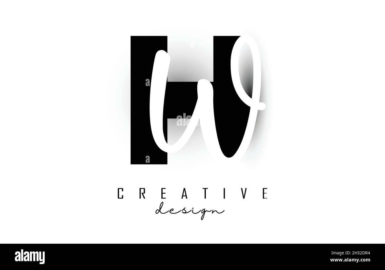 Letters HW logo with a minimalist design. Letters H and w with ...