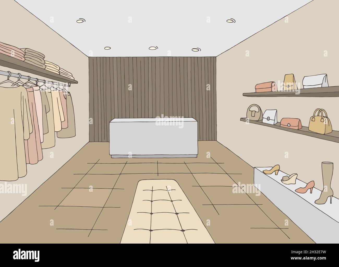 Shop interior store graphic color sketch illustration vector Stock ...