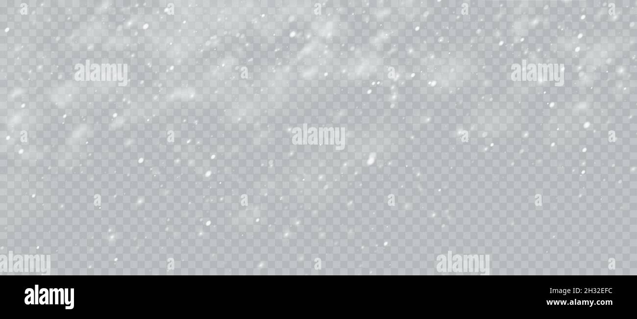Snow Blizzard realistic overlay background. Snowflakes flying in the ...