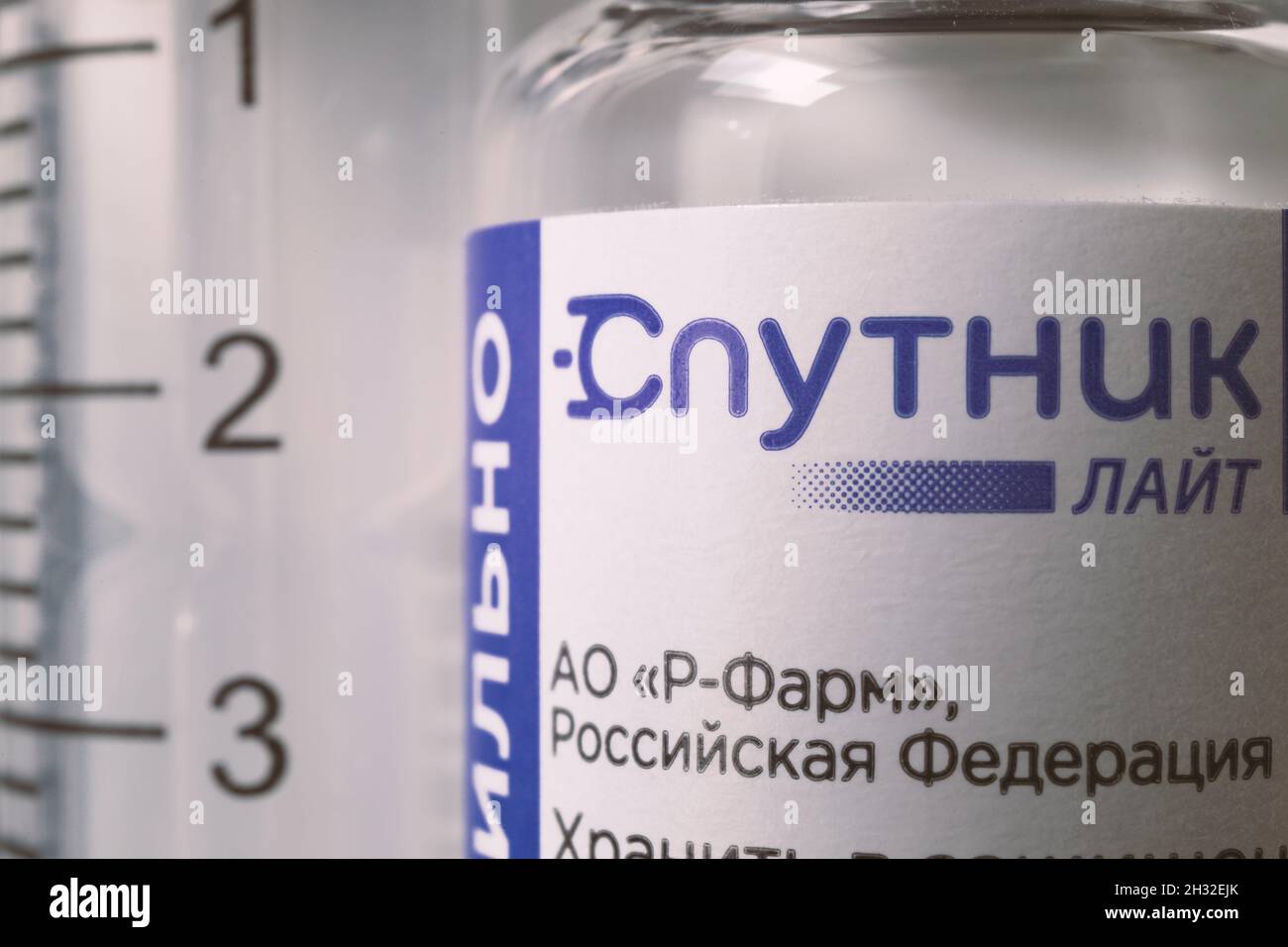 Saint Petersburg, Russia - September 08, 2021: Label with the Russian ...