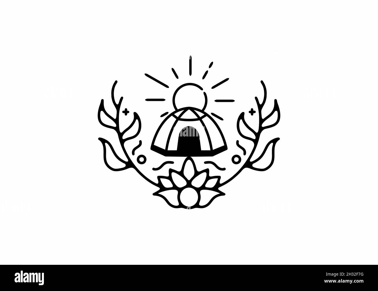 Line art illustration graphic of camping design Stock Vector Image ...