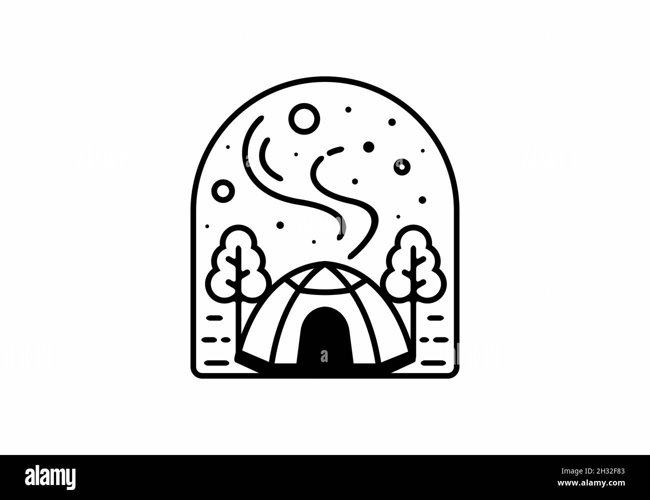 Line art illustration graphic of camping design Stock Vector Image ...