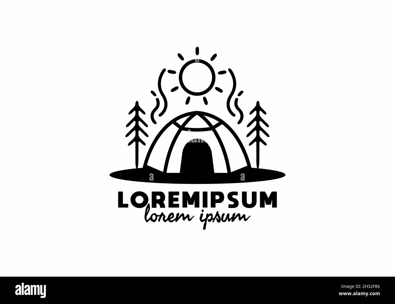 Line art illustration graphic of camping design Stock Vector Image ...