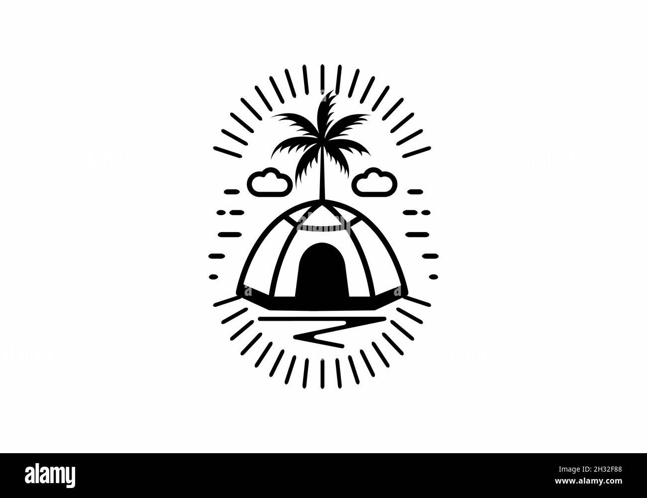 Line art illustration graphic of camping design Stock Vector Image ...