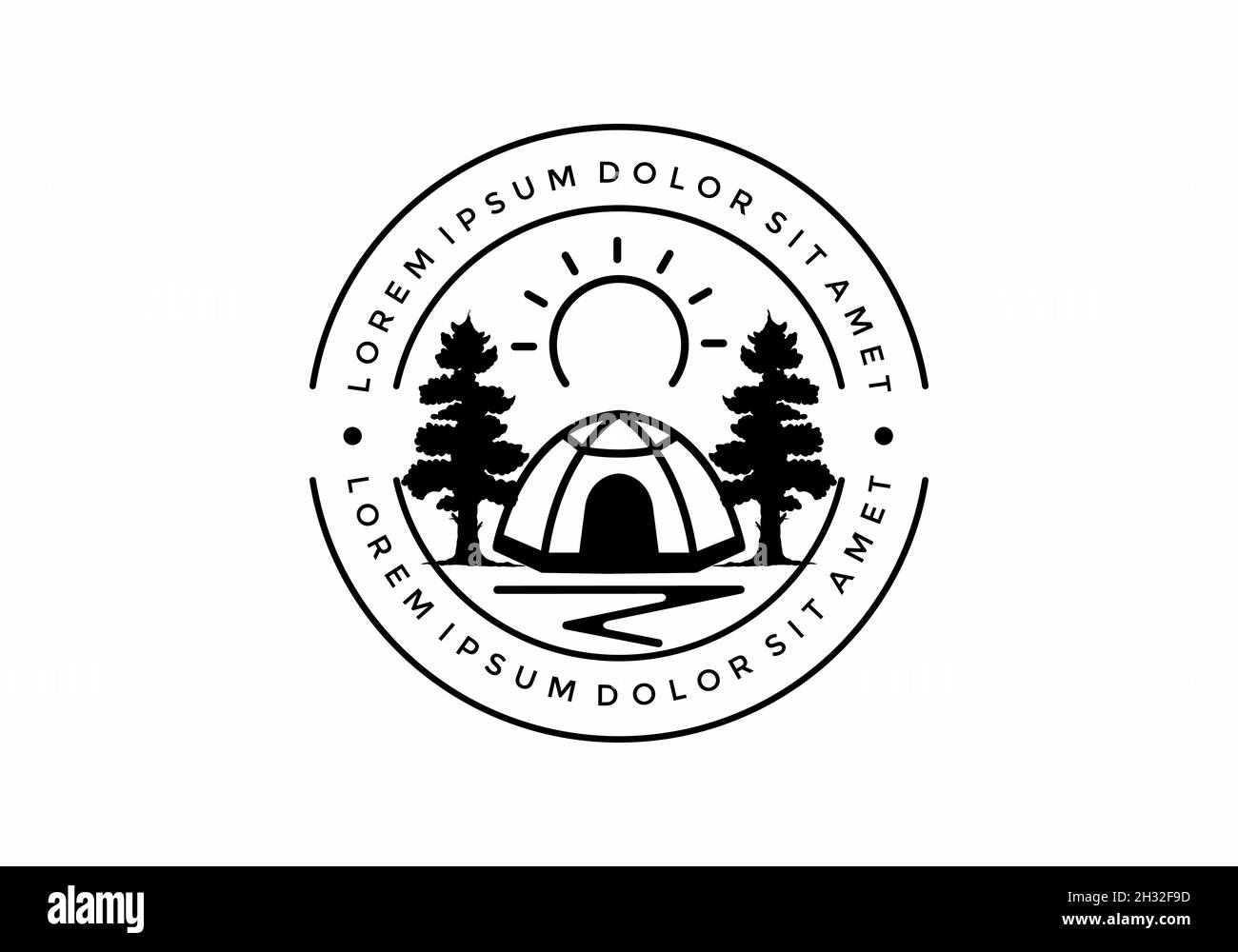 Line art illustration graphic of camping design Stock Vector Image ...