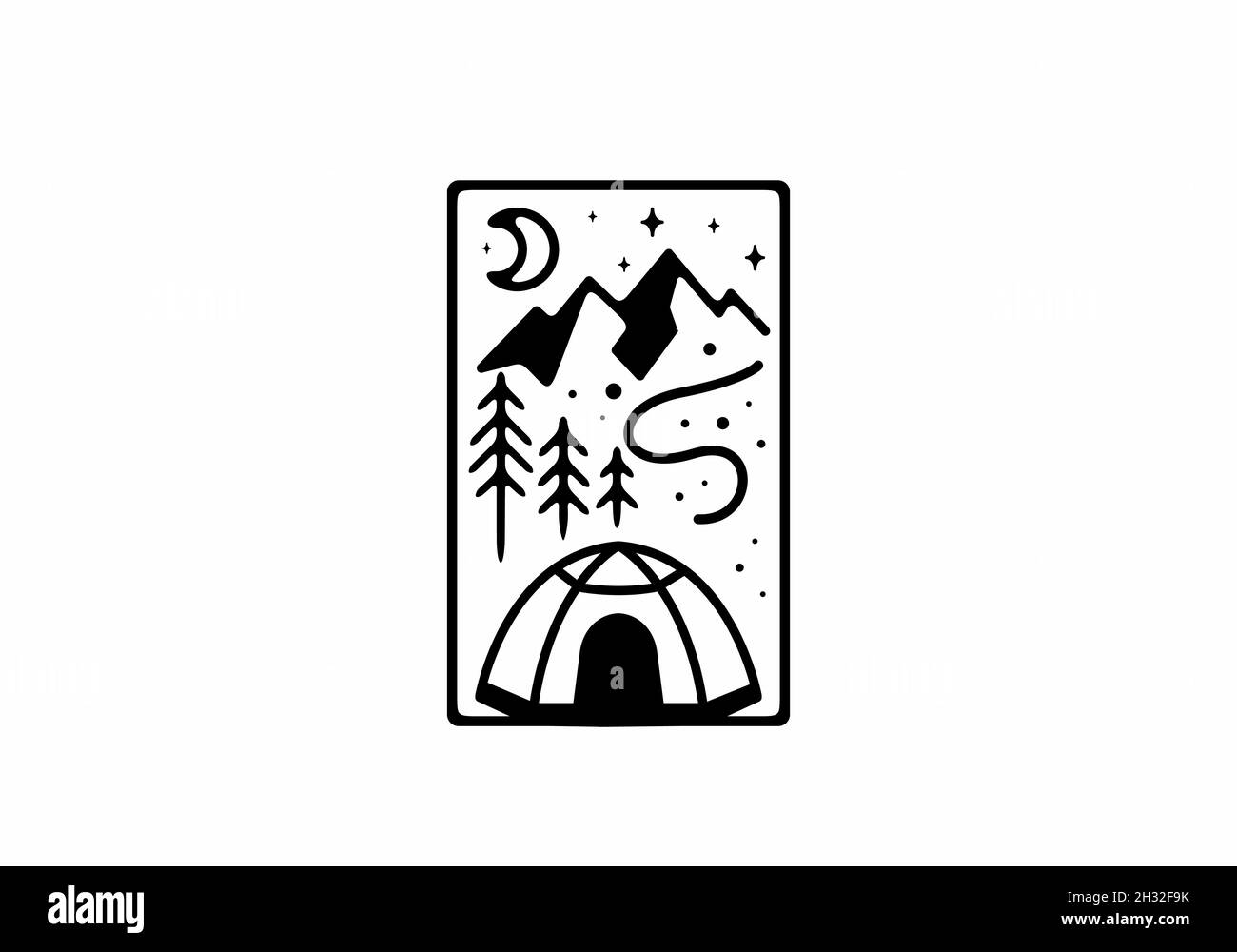 Line art illustration graphic of camping design Stock Vector Image ...