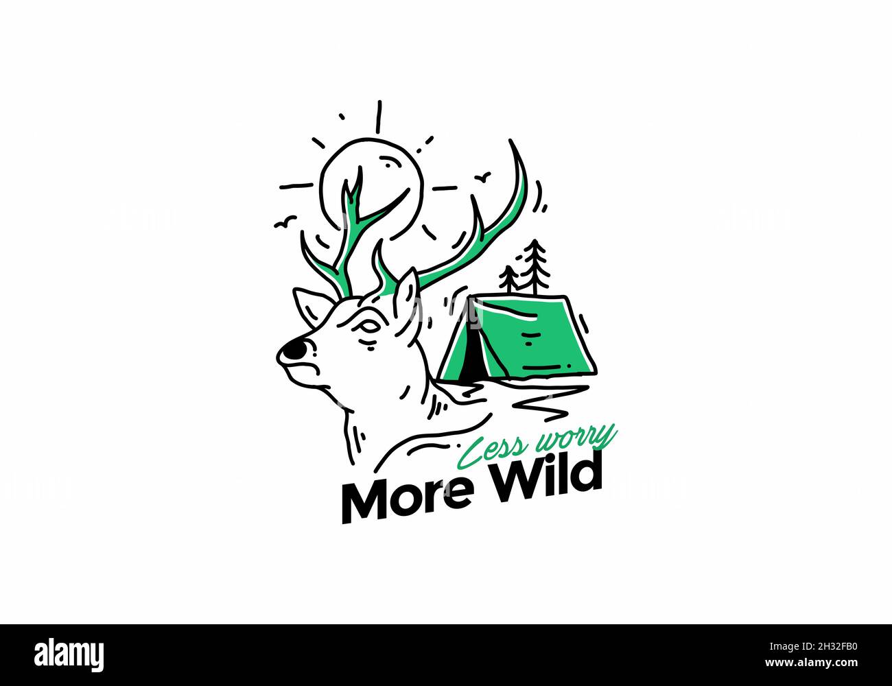 Line art illustration graphic of camping design Stock Vector Image ...