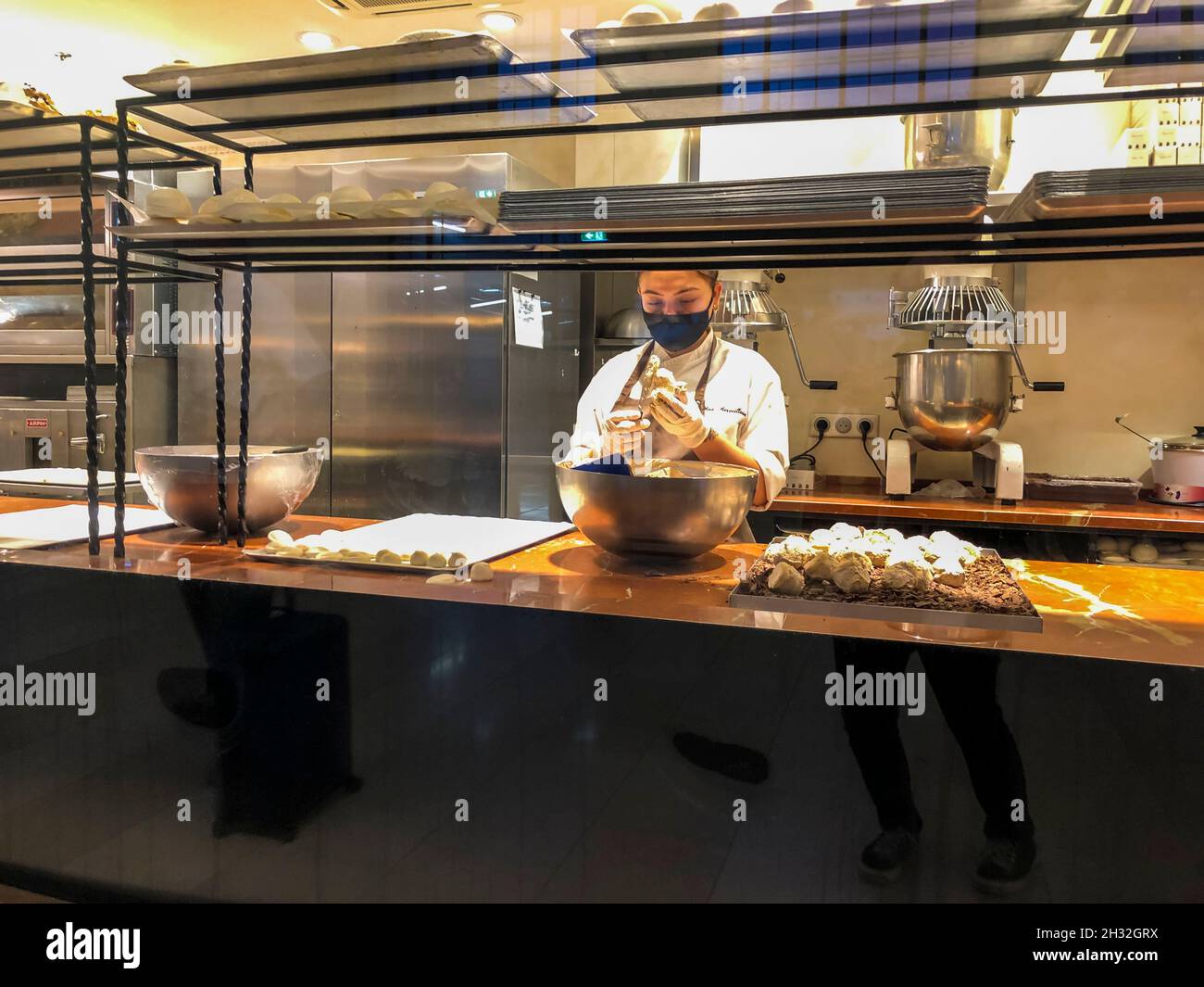 Paris, France, Woman Baker Working in Kitchen, French Bakery Shop ...