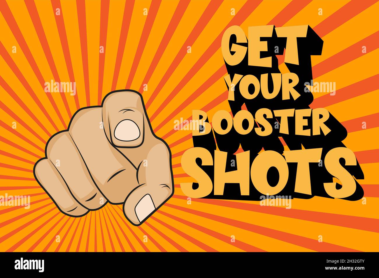 Get Your Booster Shots vector / EPS comic illustration on a sunburst ...