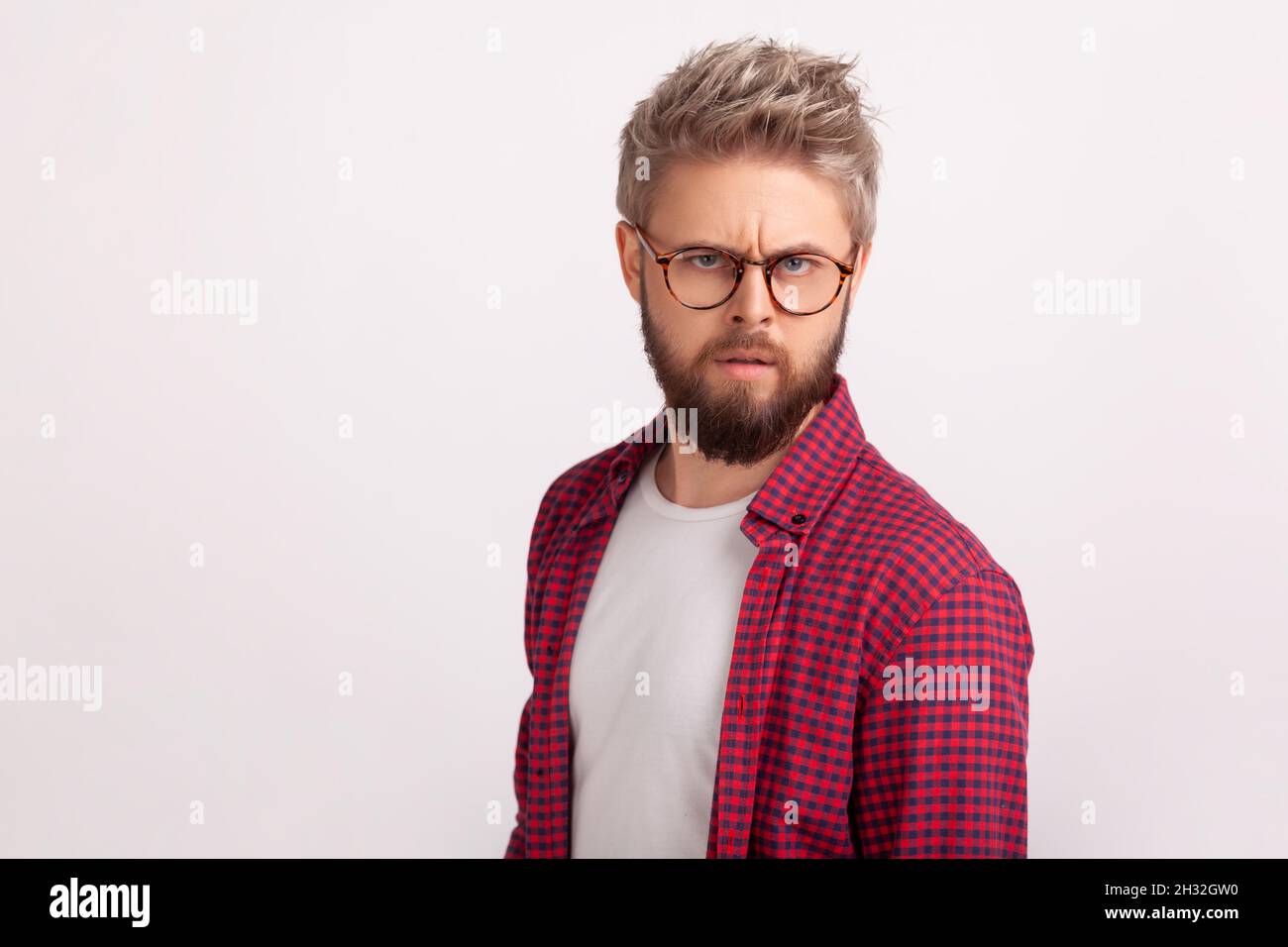 Focused bearded blond man wearing hi-res stock photography and images ...