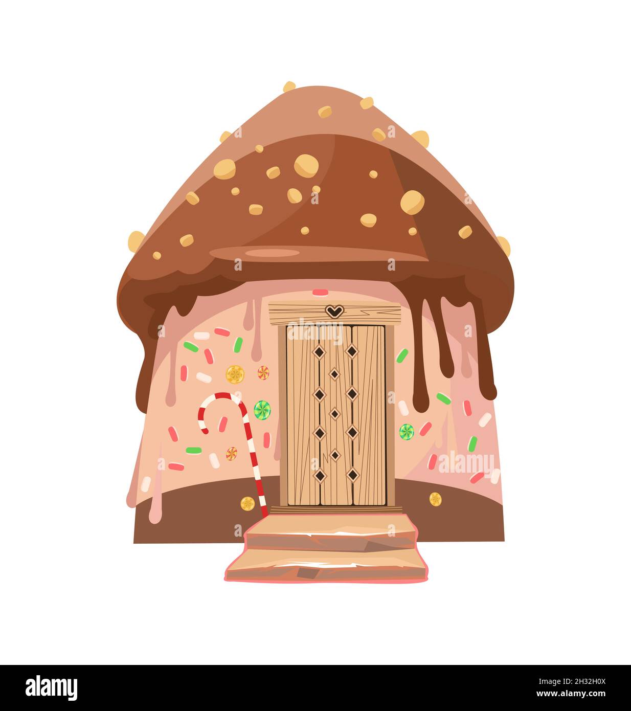 Edible home. Sweet caramel fairy house. Illustration in cartoon style ...