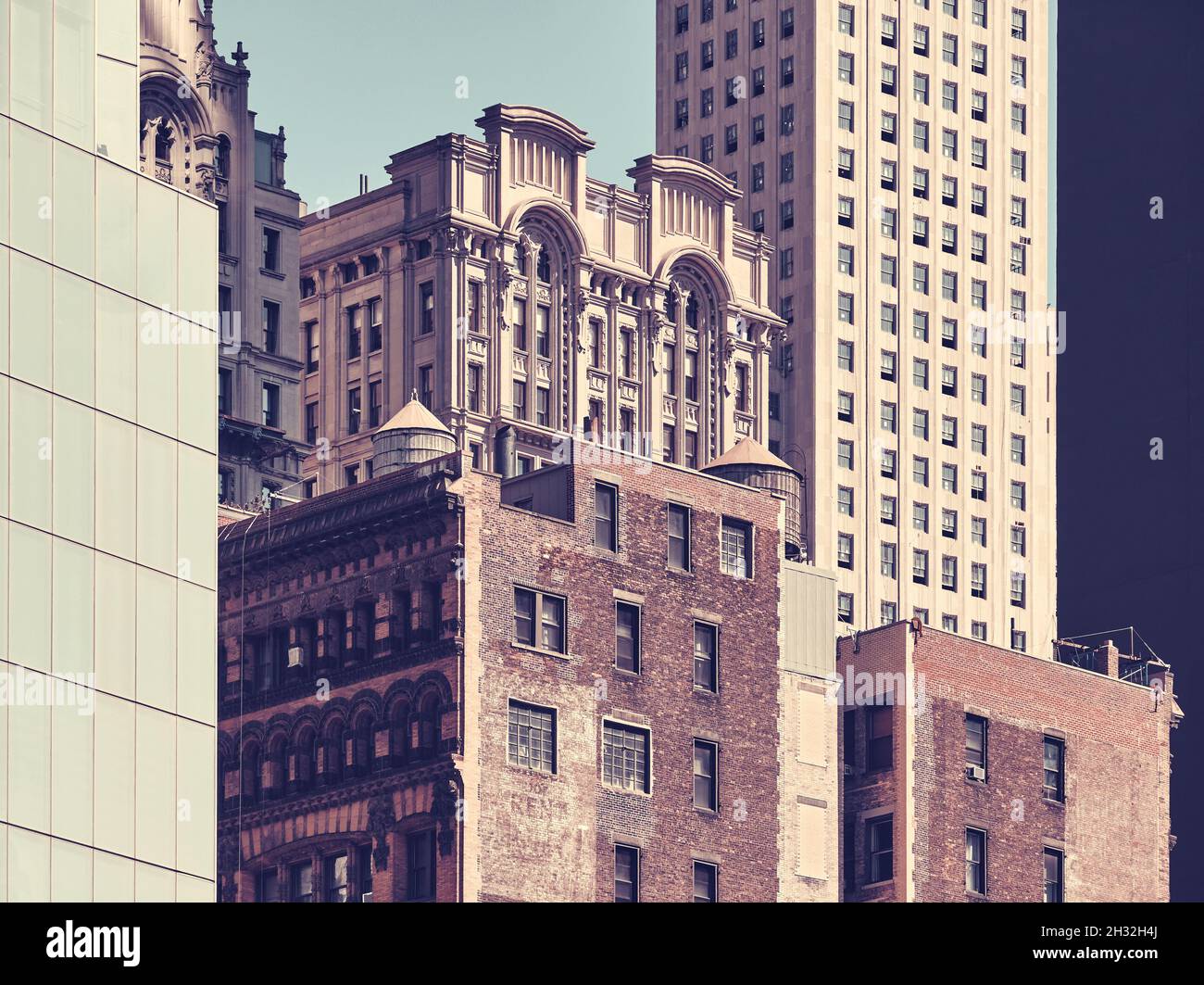 Manhattan diverse architecture, color toning applied, New York City ...
