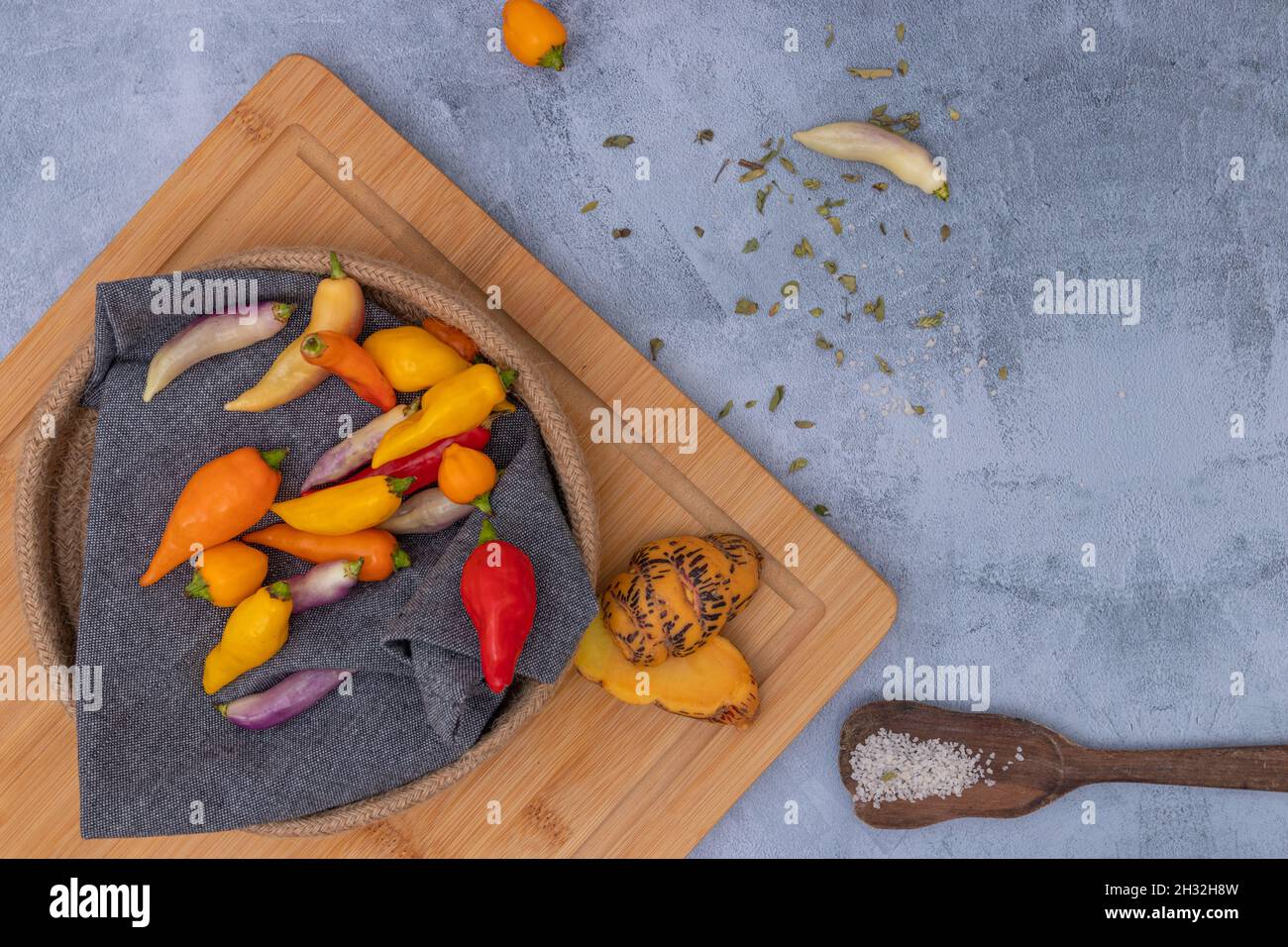 Peruvian chili peppers of various colors Stock Photo - Alamy