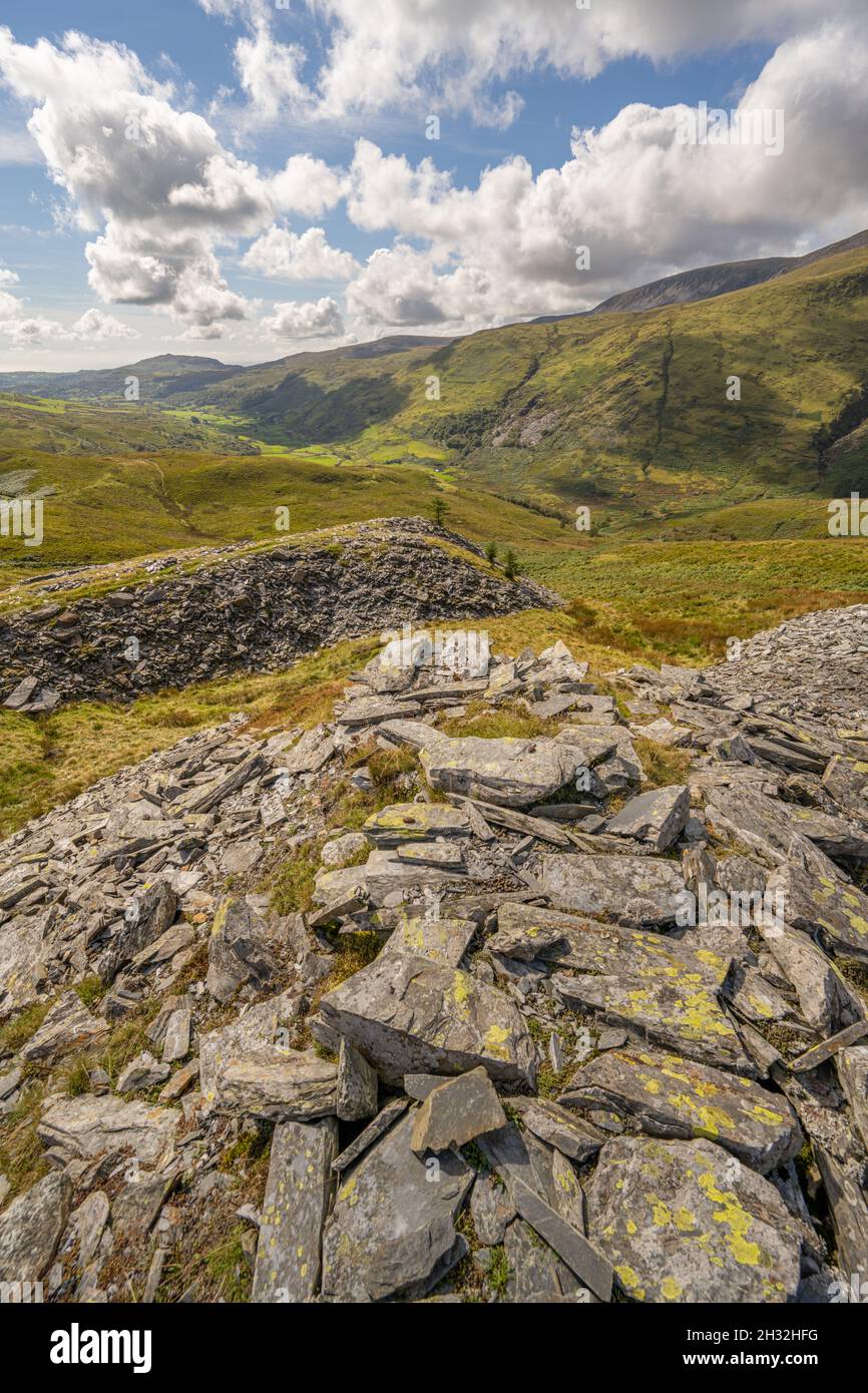 Tips in the Prince of Wales slate quarry Cwm Pennant on the edge of ...