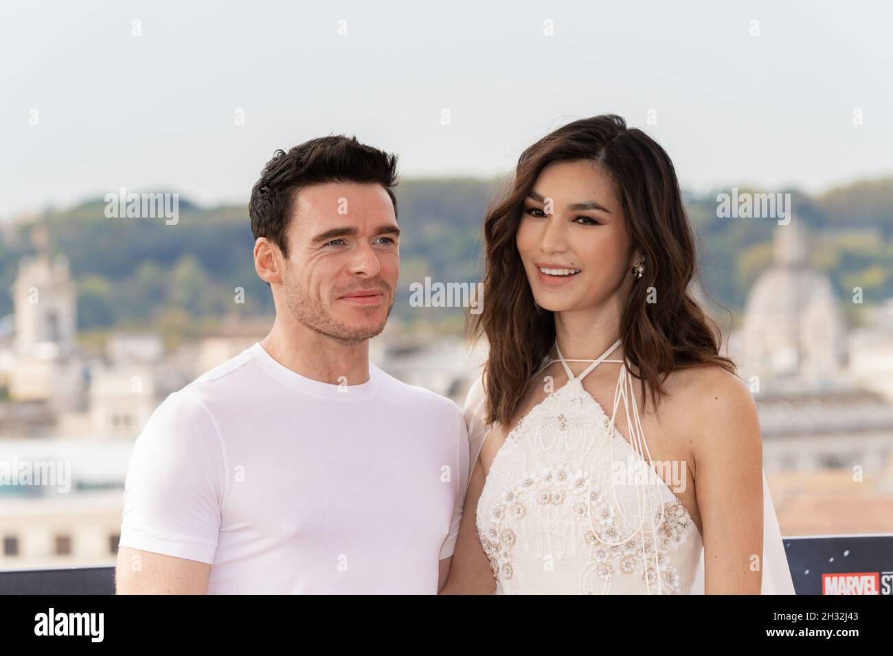 Rome, Italy - October 25, 2021: Richard Madden and Gemma Chan attends ...