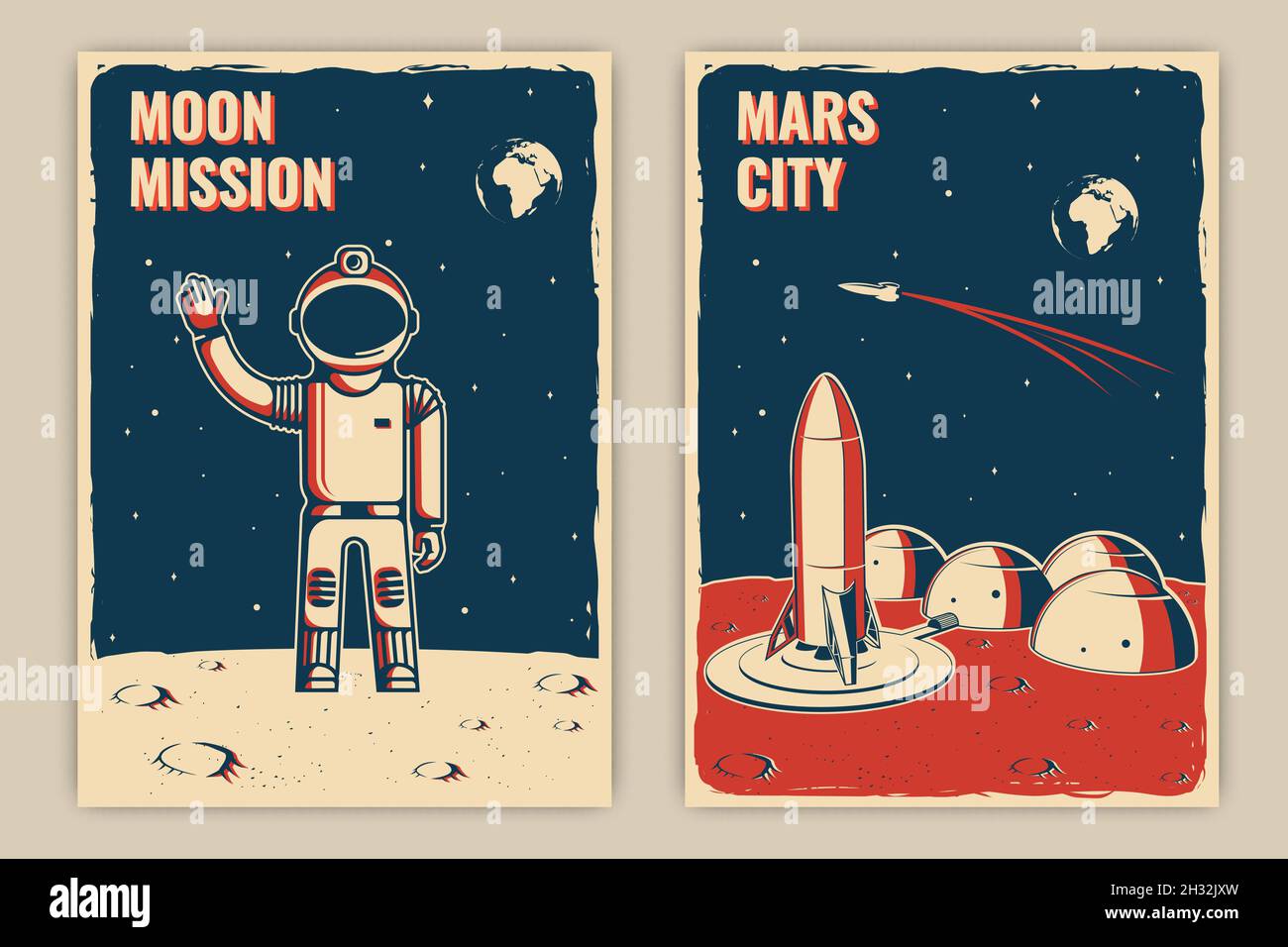Retro space posters hi-res stock photography and images - Alamy