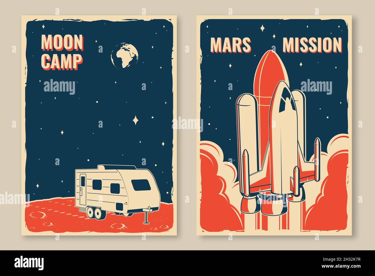 Mars mission posters, banners, flyers. Vector illustration. Concept for ...