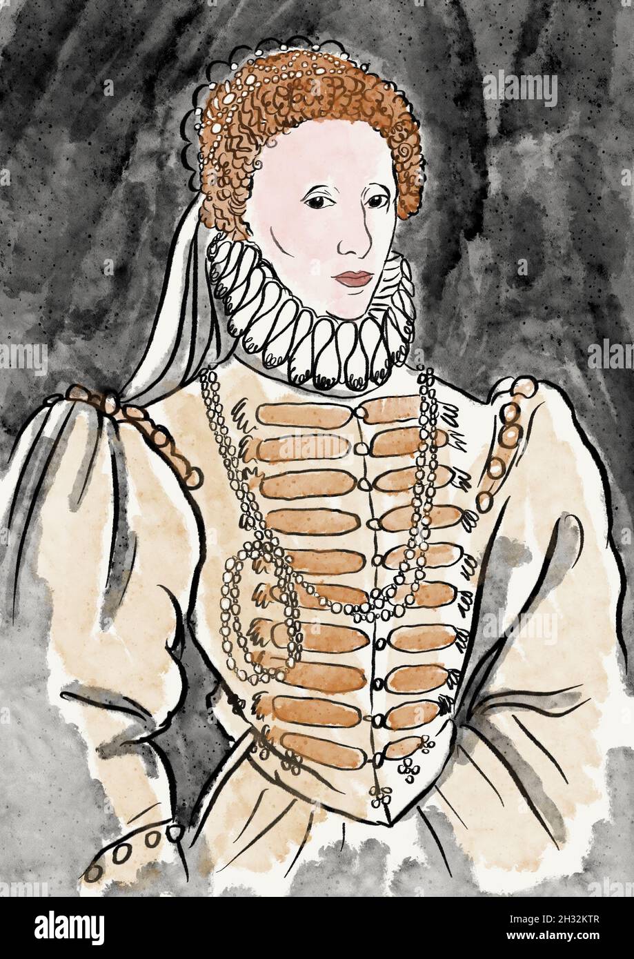 Queen Elizabeth I portrait illustration Stock Photo - Alamy