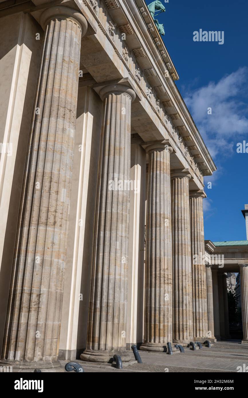 Doric style columns of the Brandenburg Gate in Berlin, Germany Stock ...