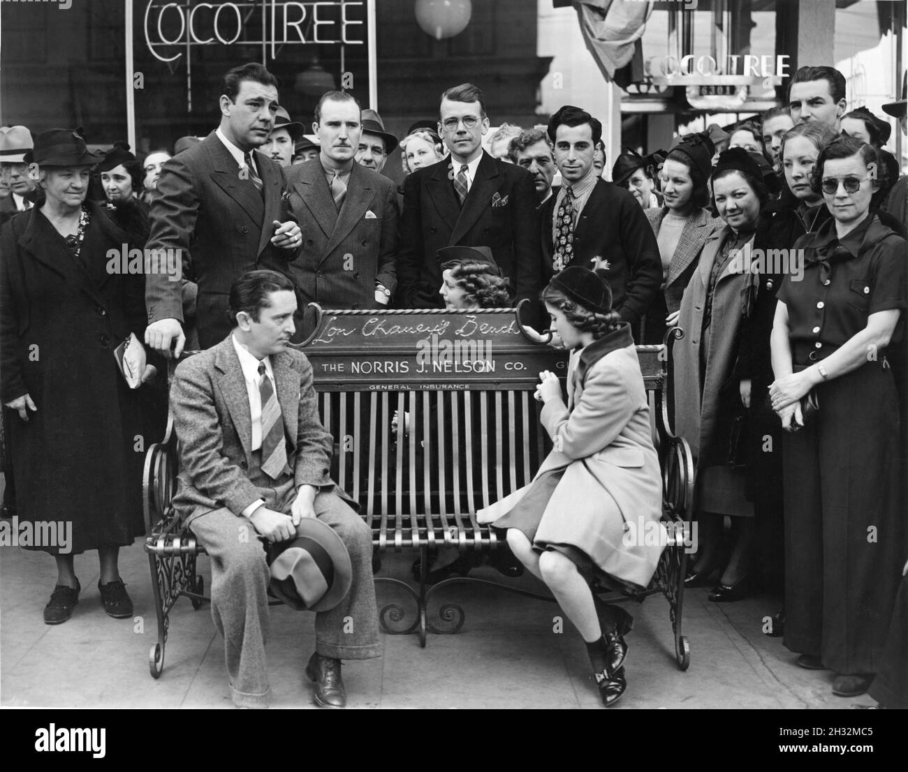 Inauguration of the LON CHANEY BENCH c. 1935 in the presence of his son ...