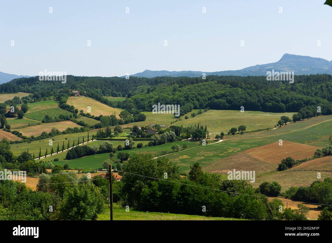 Europe, Italy, Tuscany, Arezzo. Bibbiena, Casentino, landscape Stock ...
