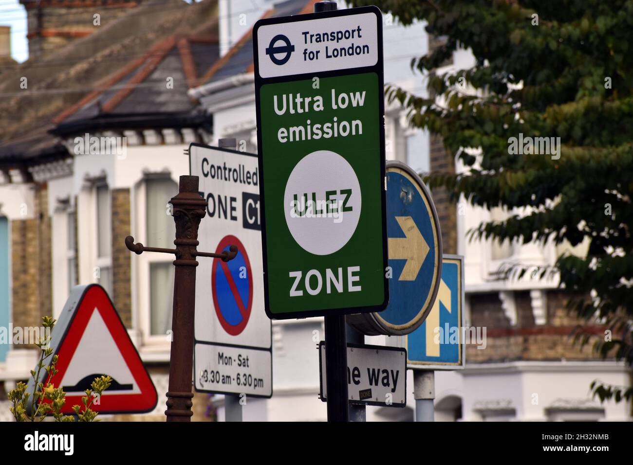 London, UK, 25 Oct Transport for London, TFL ULEZ extension begins ...