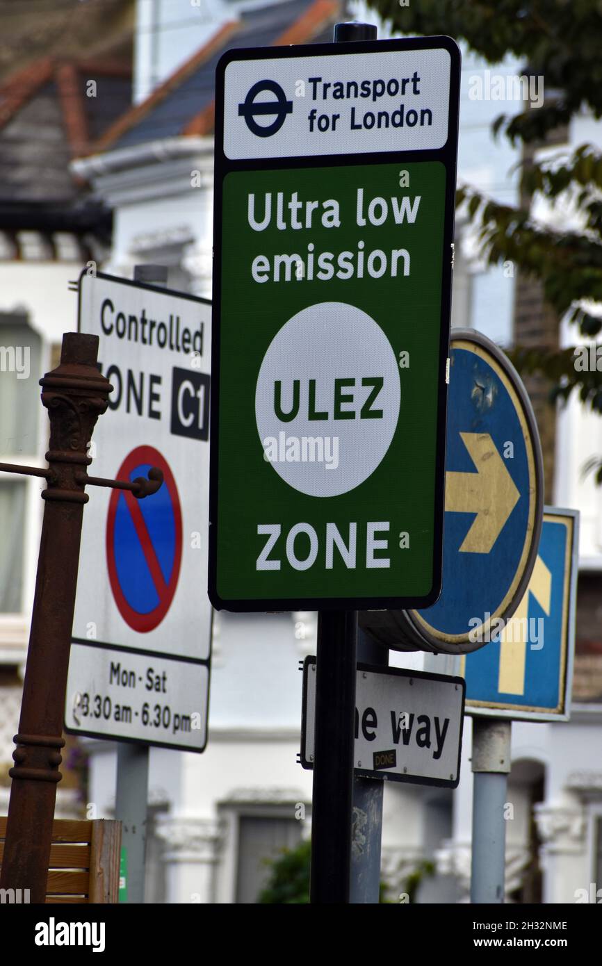 London, UK, 25 Oct Transport for London, TFL ULEZ extension begins ...