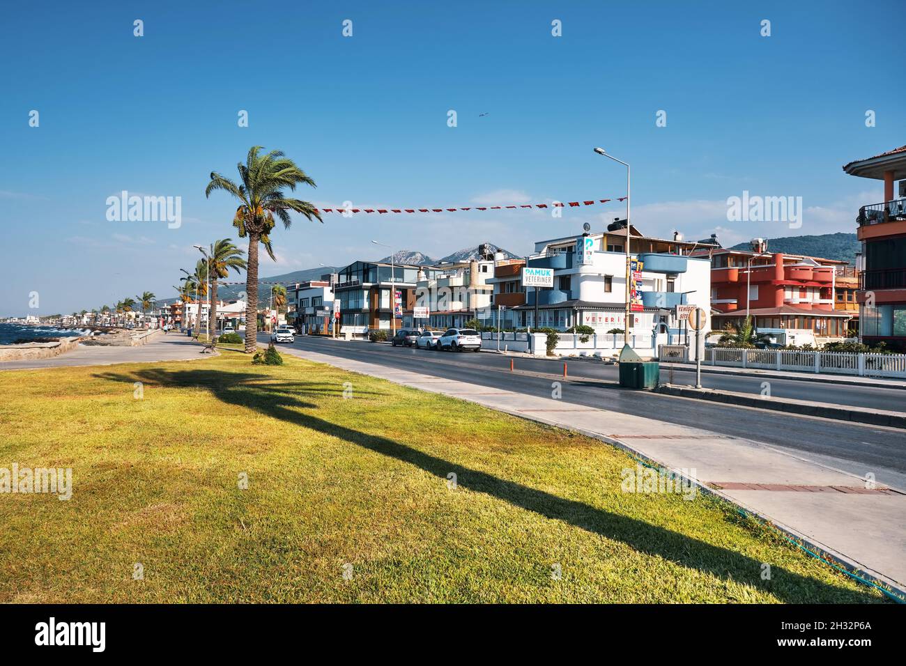 Urla, Turkey - September, 2021: Street view from Guzelbahce district in ...