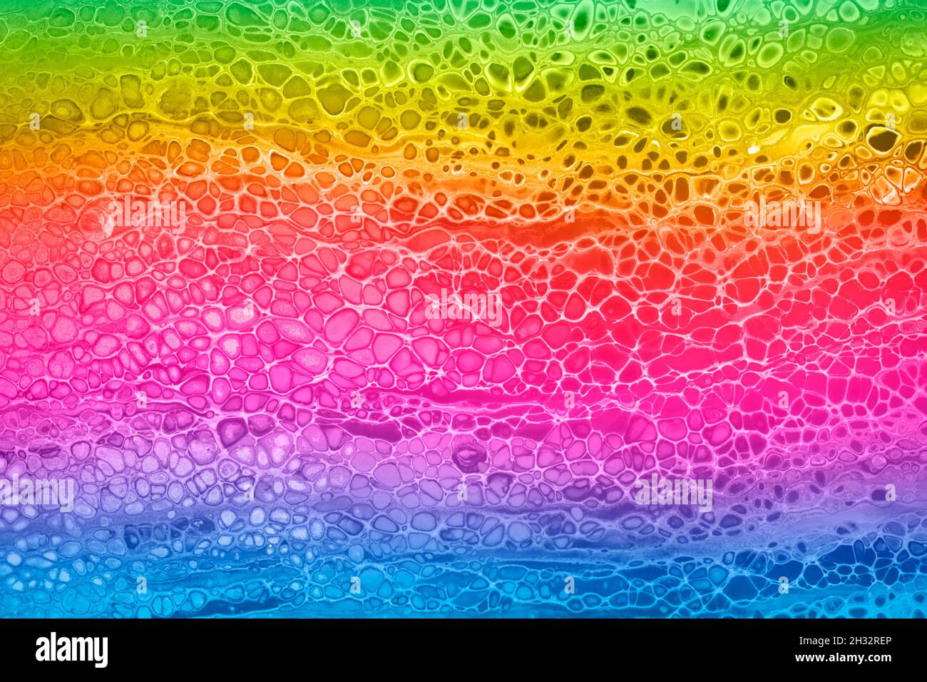 Gradient colorful abstract acrylic painting. Free flowing cells ...