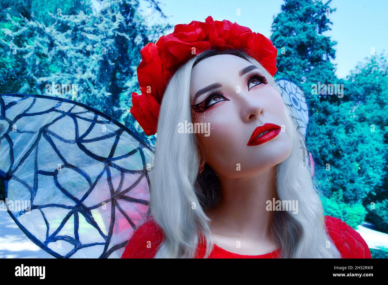 Magical Red Fairy Girl Portrait Stock Photo - Alamy