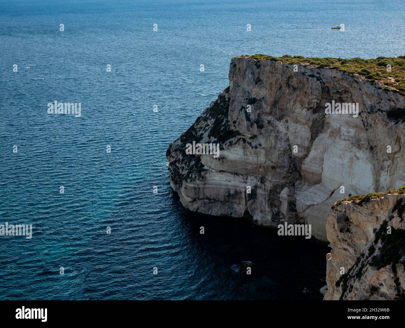 high cliffs towards the mediterranean sea in southern sardinia in italy ...