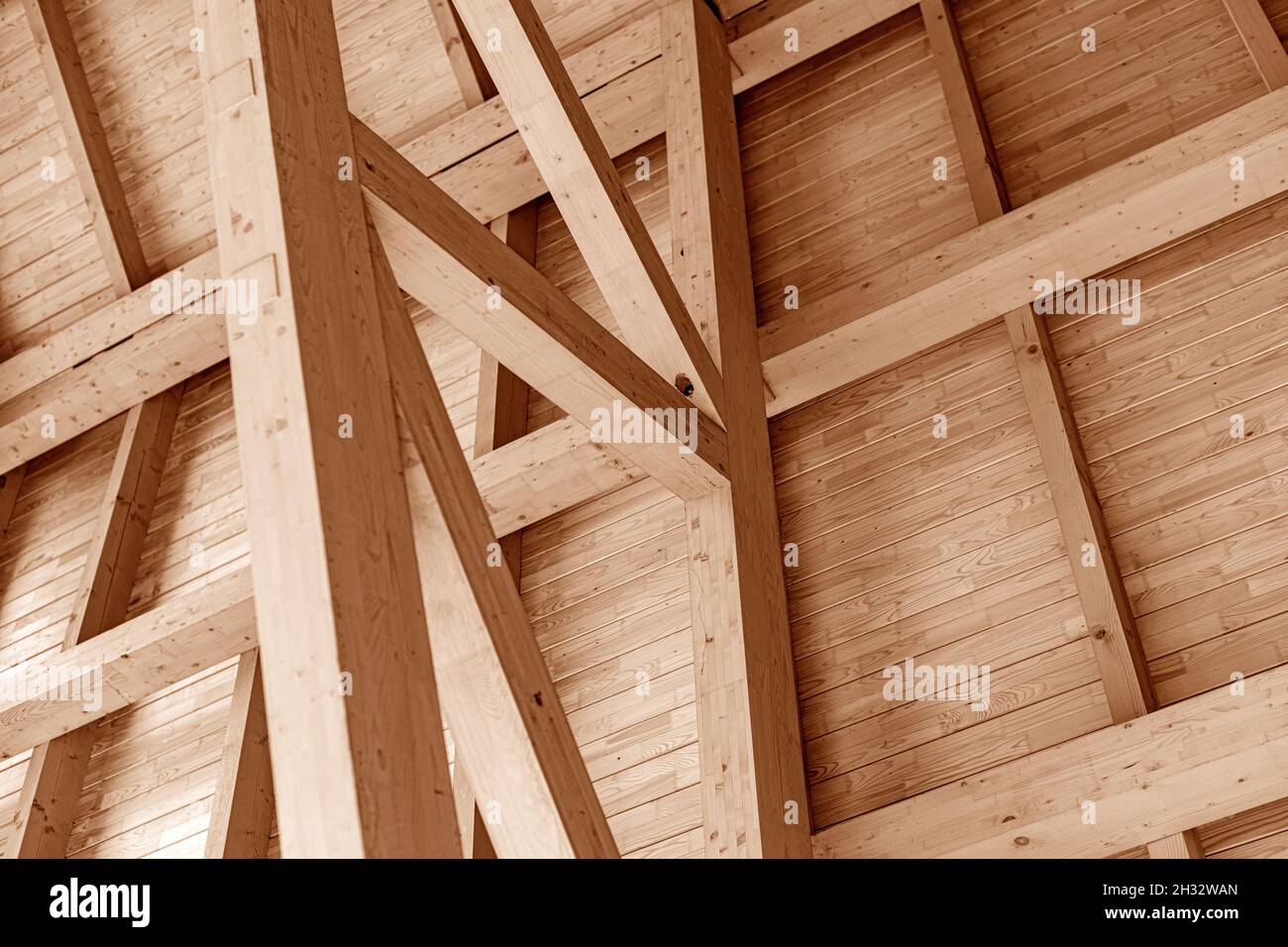 Wooden roof structure for a house Stock Photo - Alamy