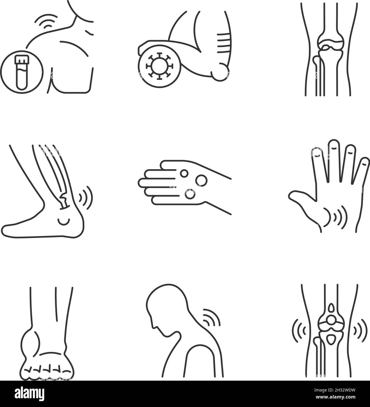 Joint problems linear icons set Stock Vector Image & Art - Alamy