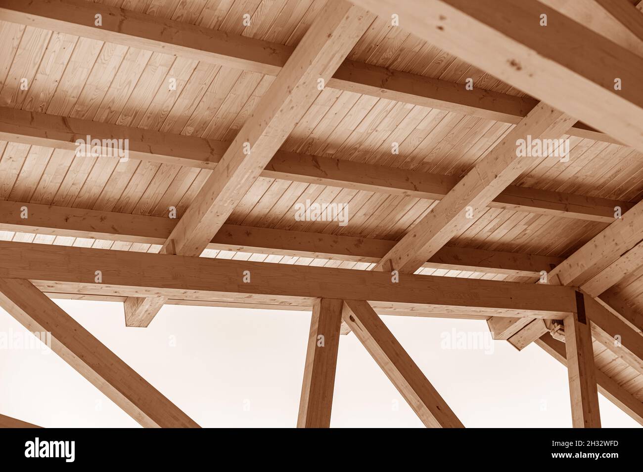 Wooden roof structure for a house Stock Photo - Alamy