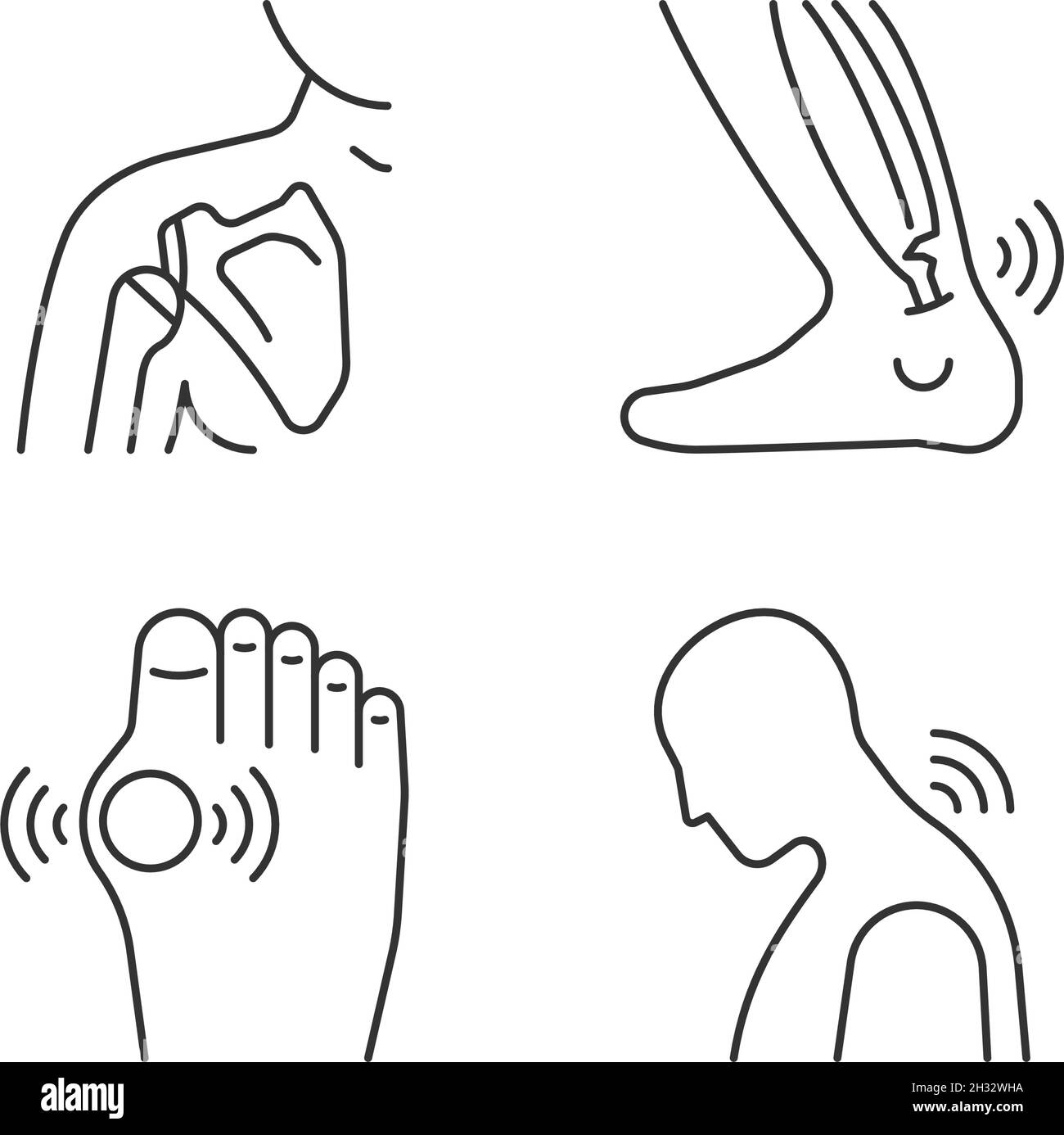 Musculoskeletal pain linear icons set Stock Vector Image & Art - Alamy