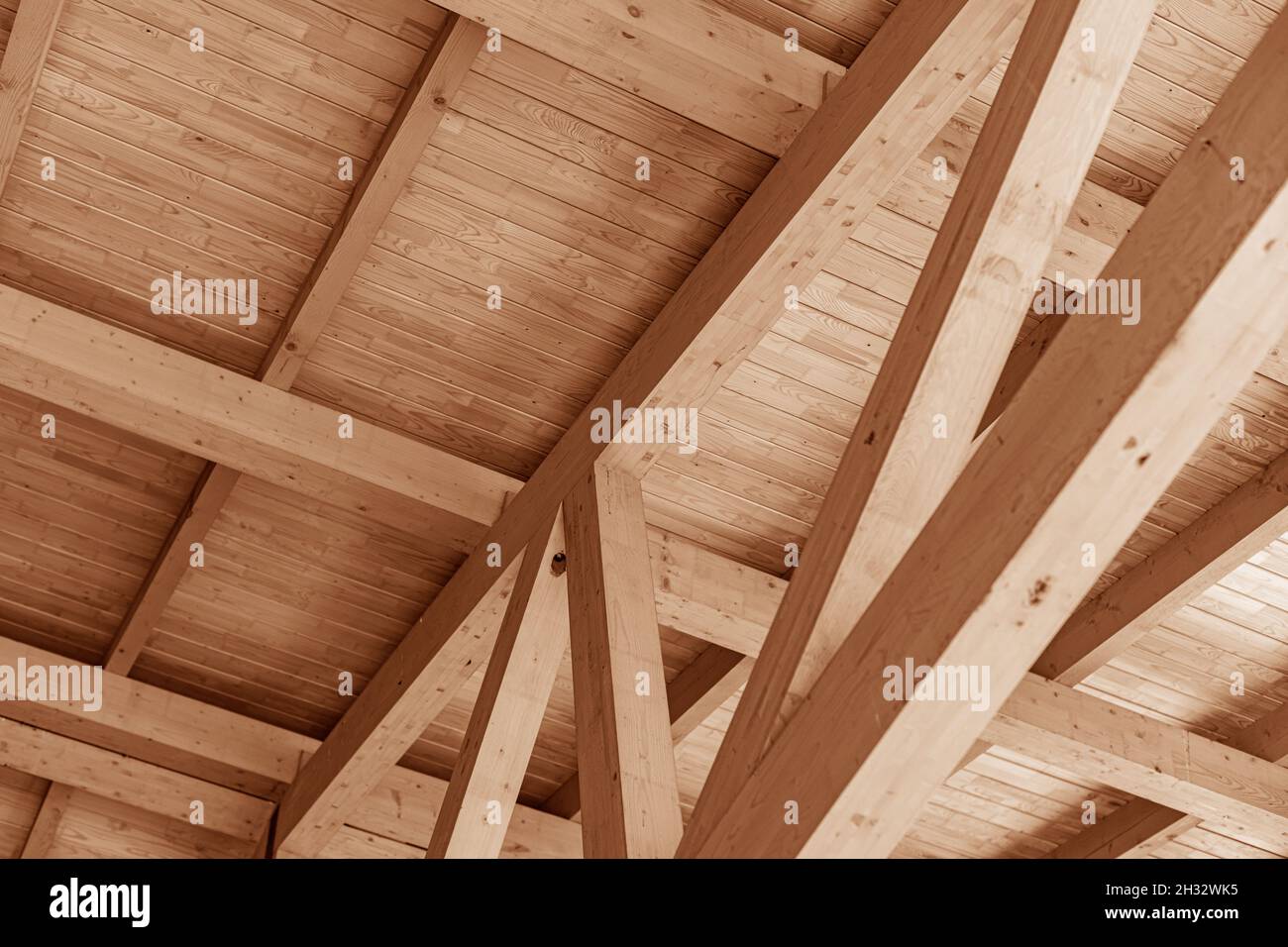Wooden roof structure for a house Stock Photo - Alamy